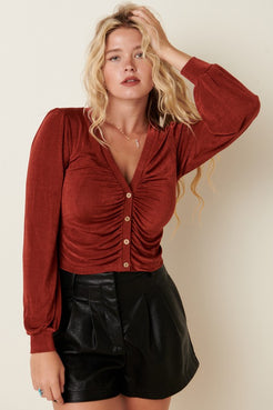 Long Sleeve Shirring Crop Top – Mota Boutique